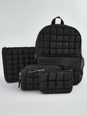 Black Quilted Backpack Bundle 5 Piece School Set | Kids | George at ASDA