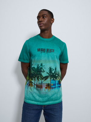 Green Miami Beach Palm Tree T-Shirt | Men | George at ASDA