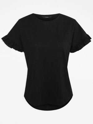 Black Frill Sleeve Top | Women | George at ASDA
