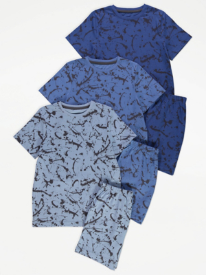 Blue Paint Splatter Short Pyjamas 3 Pack | Kids | George at ASDA