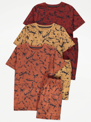 Neutral Paint Splatter Short Pyjamas 3 Pack | Kids | George at ASDA