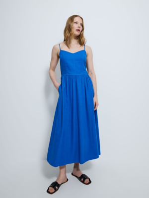 Blue Linen Blend Midi Sundress | Women | George at ASDA