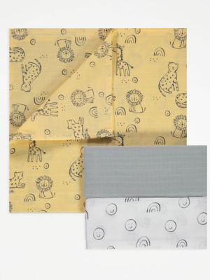 Animal Smile Muslin Squares 3 Pack | Baby | George at ASDA