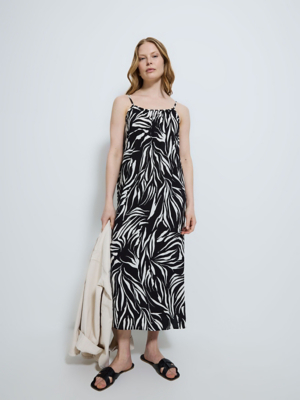 Black Leaf Print Midi Sundress | Women | George at ASDA