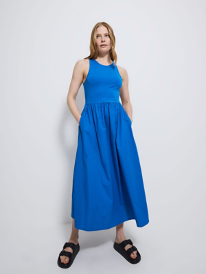 Blue Jersey Poplin Midi Dress | Women | George at ASDA