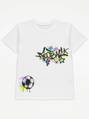 White Bright Football Graffiti T-Shirt | Kids | George at ASDA