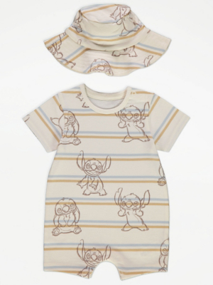 Disney Lilo & Stitch Striped Romper and Hat Outfit | Baby | George at ASDA