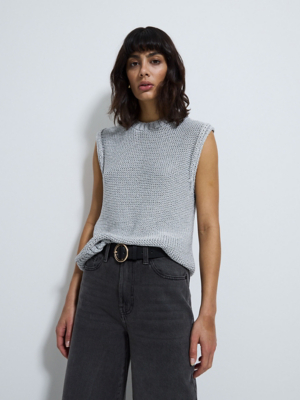 Silver Metallic Knitted Vest | Women | George at ASDA
