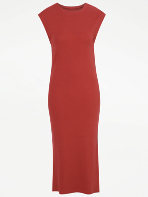 Rust Sleeveless Ribbed Midi Dress | Women | George at ASDA