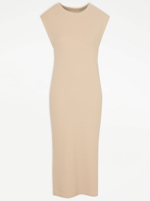 Stone Sleeveless Ribbed Midi Dress | Women | George at ASDA