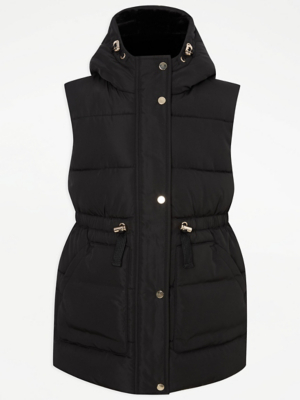 Black Longline Hooded Padded Gilet | Kids | George at ASDA