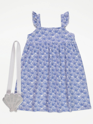 Blue Shell Dress and Glitter Bag Outfit | Kids | George at ASDA