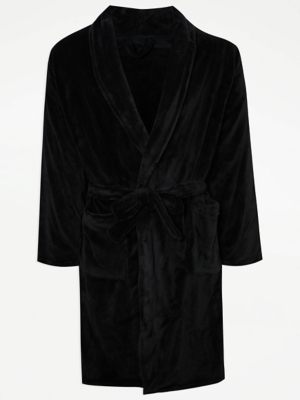 Black Soft Touch Fleece Dressing Gown | Men | George at ASDA