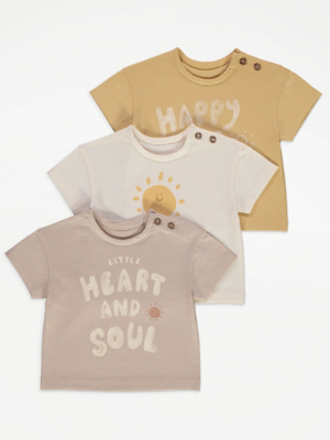 Yellow Sunshine Slogan T-Shirts 3 Pack | Baby | George at ASDA