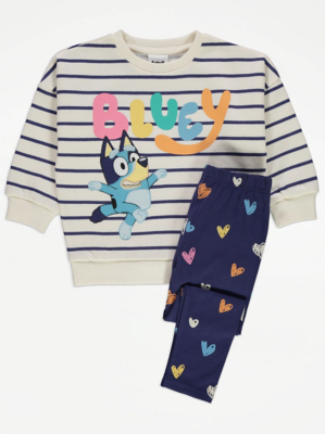 Bluey Striped Sweatshirt and Heart Leggings Set | Kids | George at ASDA