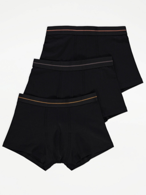 Black Cotton Stretch Hipster Trunks 3 Pack | Men | George at ASDA