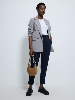 Navy Crepe Tapered Trousers | Women | George at ASDA