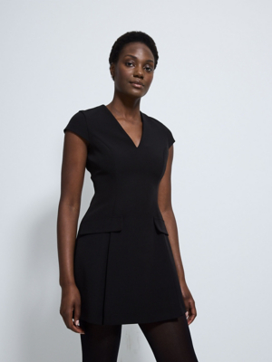 Black Crepe Mock Pocket Pleated Mini Dress | Women | George at ASDA