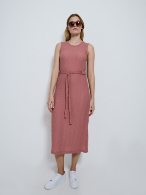 Dusky Pink Textured Drawstring Waist Midi Dress | Women | George at ASDA