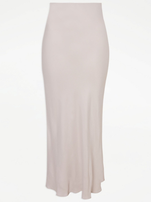 Neutral Linen Blend Button Split Midi Skirt | Women | George at ASDA