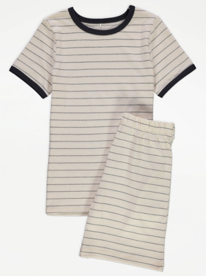 Cream Stripe Contrast Trim Short Pyjamas | Kids | George at ASDA