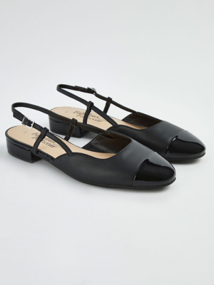 Black Toe Cap Sling Back Ballet Shoes | Women | George at ASDA