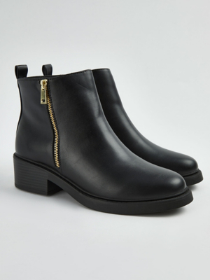 Black Zip Round Toe Ankle Boots | Women | George at ASDA