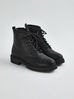 Black Lace Up Chunky Boots | Women | George at ASDA