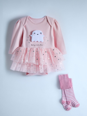 Halloween Mummy’s Little Boo Tutu Bodysuit and Tights Outfit | Baby ...