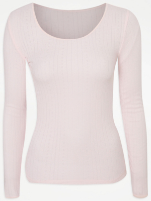 Pink Pointelle Super Soft Thermal Long Sleeve Top | Lingerie | George ...