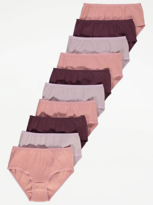 Purple Ribbed Short Knickers 10 Pack | Kids | George at ASDA