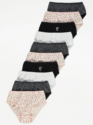 Heart Print Briefs 10 Pack | Kids | George at ASDA