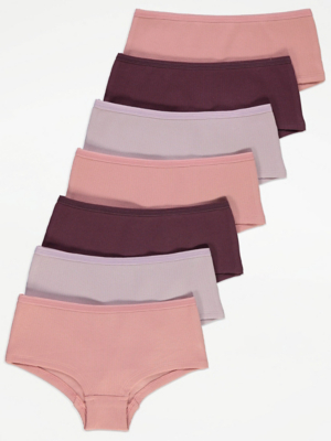Purple Ribbed Short Knickers 7 Pack | Kids | George at ASDA