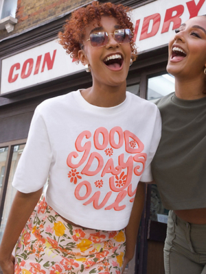 G21 White Good Days Only Boxy Cropped T-Shirt | Women | George at ASDA