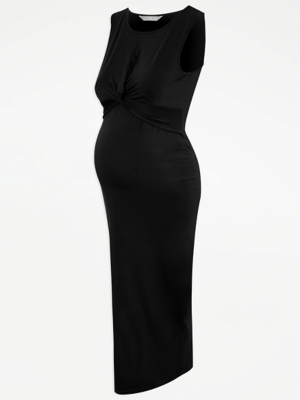 Maternity Black Knot Front Midi Dress | Women | George at ASDA