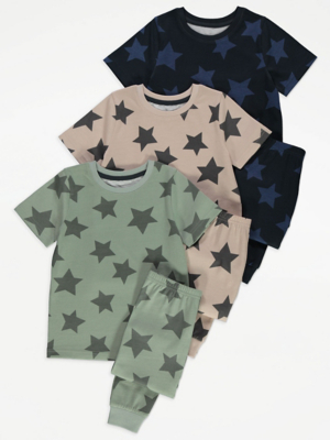 Star Short Sleeve Pyjamas 3 Pack | Kids | George at ASDA
