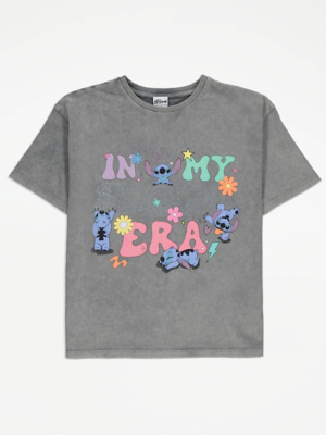 Disney Lilo & Stitch Grey Wash Slogan T-Shirt | Kids | George at ASDA
