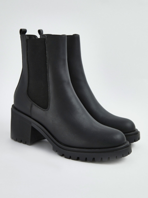 Black Chunky Heeled Chelsea Boots | Women | George at ASDA