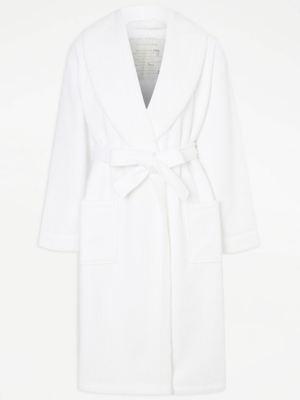 White Fleece Lined Waffle Dressing Gown | Lingerie | George at ASDA