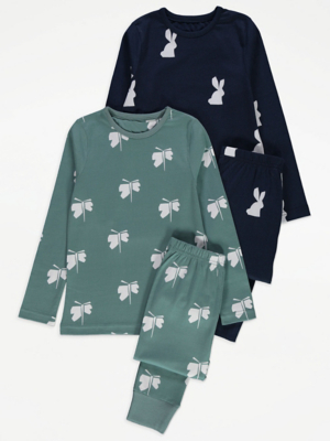 Bunny Butterfly Long Sleeve Pyjamas 2 Pack | Kids | George at ASDA