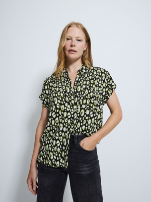 Green Animal Print Short Sleeve Loose Fit Shirt | Women | George at ASDA
