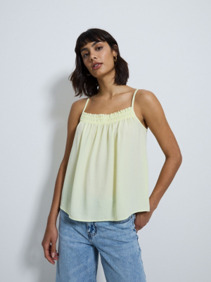 Neon Yellow Strappy Shirred Cami Top | Women | George at ASDA