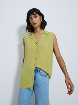 Sage Green Roll Sleeve Longline Shirt | Women | George at ASDA