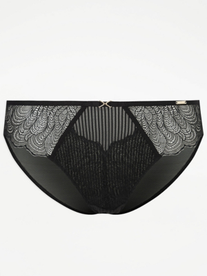 Entice Black Wave Lace High Leg Knickers | Lingerie | George at ASDA