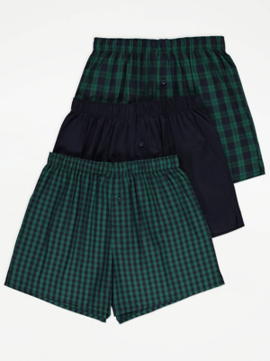 Checked Woven Boxers 3 Pack | Men | George at ASDA