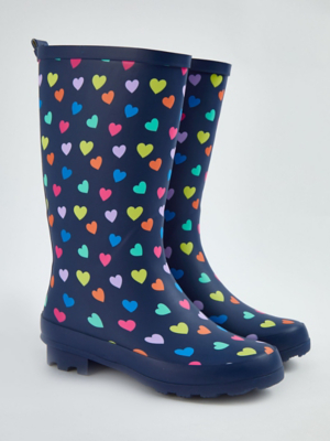 Navy Heart Wellington Boots | Kids | George at ASDA