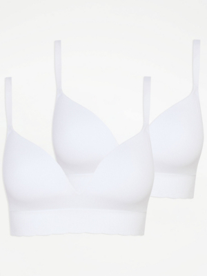 White Soft Comfort Seam Free Padded Bras 2 Pack | Lingerie | George at ASDA
