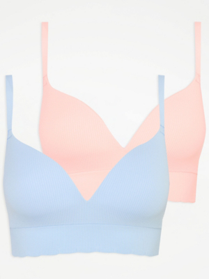 Coral/Light Blue A-D Soft Comfort Seam Free Bra 2 Pack | Lingerie ...