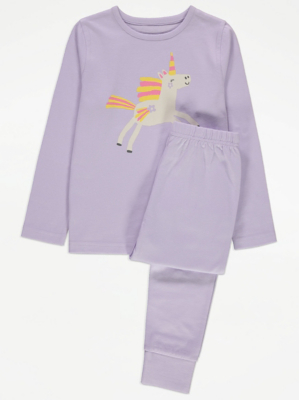 Lilac Unicorn Long Sleeve Pyjamas | Kids | George at ASDA