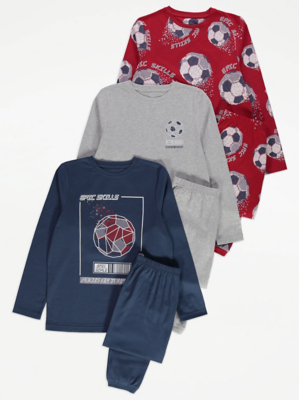 Football Epic Skills Long Sleeve Pyjamas 3 Pack | Kids | George at ASDA
